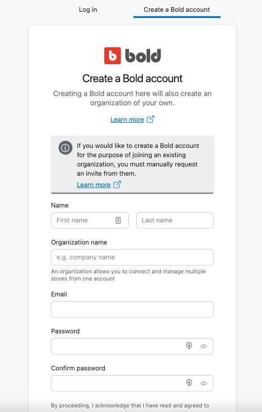 Create & Connect a Bold Account – Bold Commerce Help Center