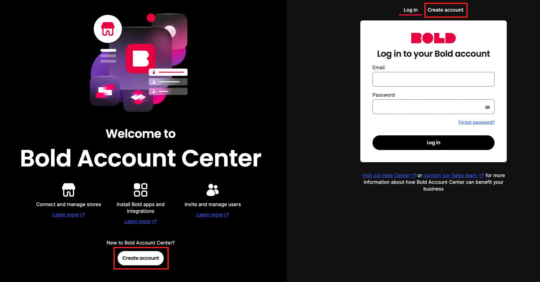 Create & Connect a Bold Account – Bold Commerce Help Center