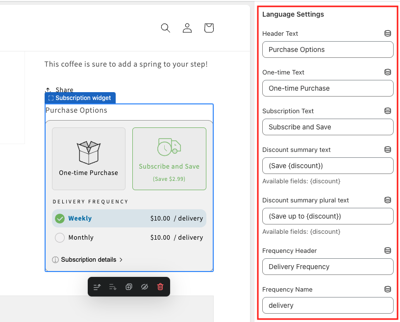 Customize the Subscription Widget App Block – Bold Commerce Help Center