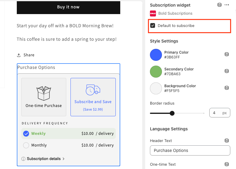 Customize the Subscription Widget App Block – Bold Commerce Help Center