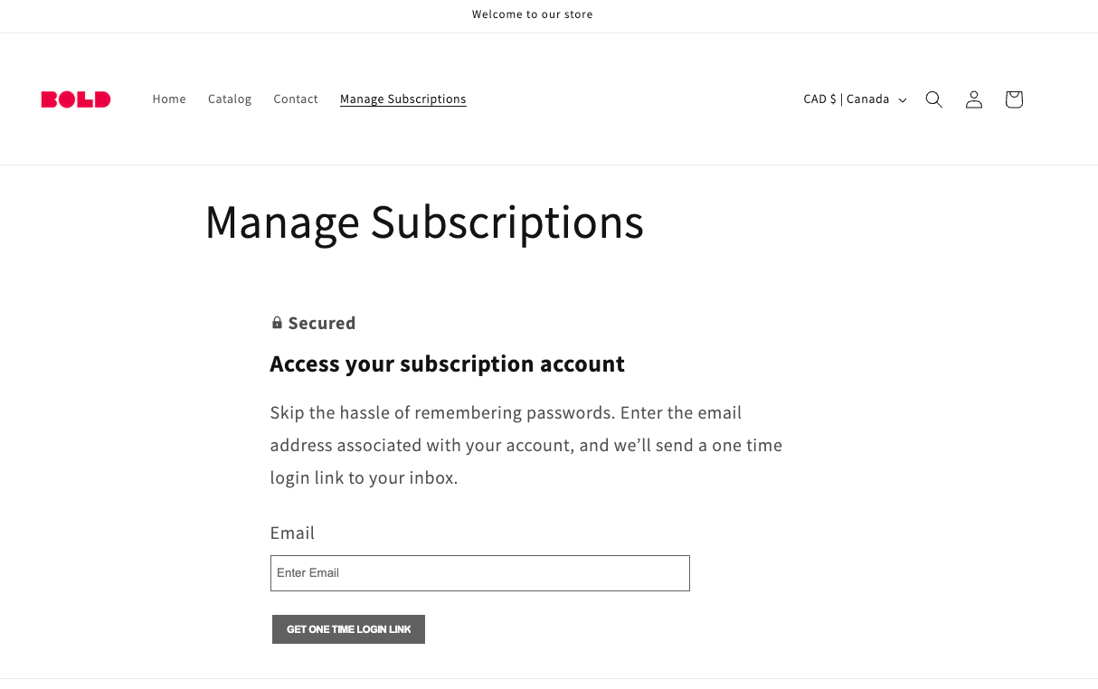 Passwordless Login in Subscriptions for Shopify Checkout – Bold ...