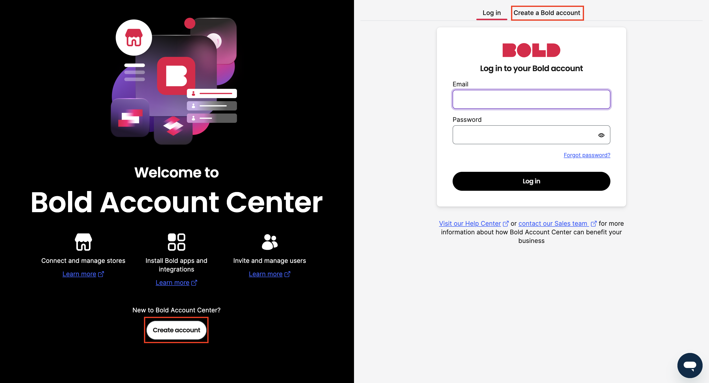 Create & Connect a Bold Account – Bold Commerce Help Center