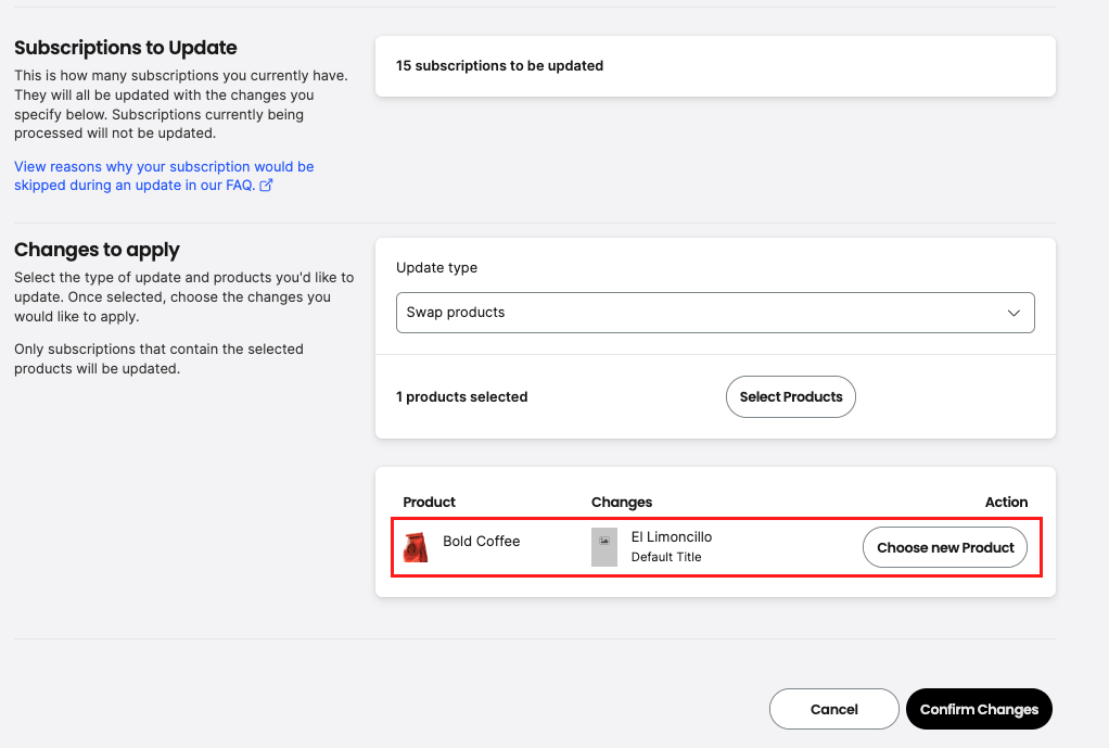 Bulk Product Swap in Subscriptions for Shopify Checkout – Bold Commerce Help Center